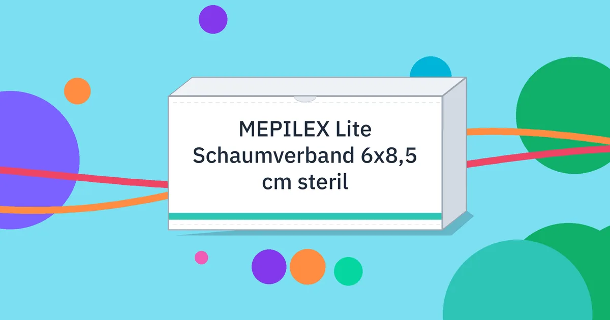 Symbolbild: Packung mit der Aufschrift MEPILEX Lite Schaumverband 6x8,5 cm steril (PZN 02884405) – Verfügbarkeit und Bezug in Apotheken in Frankfurt am Main
