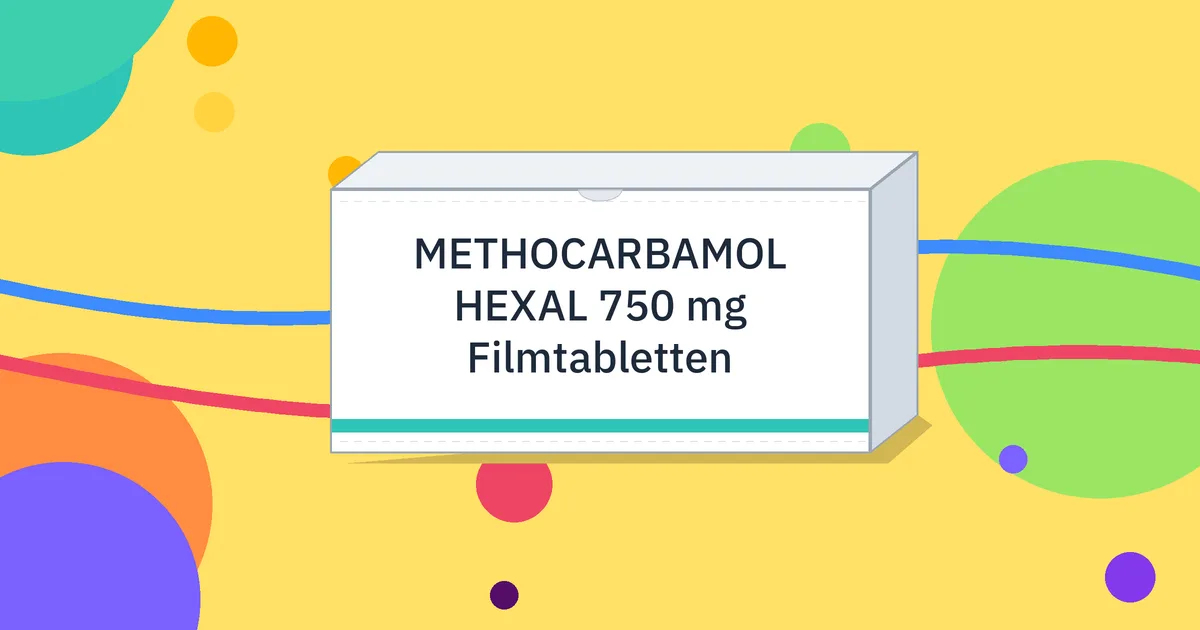 Symbolbild: Packung mit der Aufschrift METHOCARBAMOL HEXAL 750 mg Filmtabletten (PZN 14331137) – Verfügbarkeit und Bezug in Apotheken in Frankfurt am Main