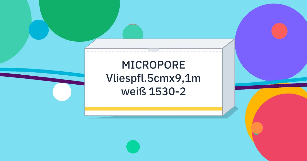 Symbolbild: Packung mit der Aufschrift MICROPORE Vliespfl.5cmx9,1m weiß 1530-2 (PZN 19814917) – Verfügbarkeit und Bezug in Apotheken in Frankfurt am Main