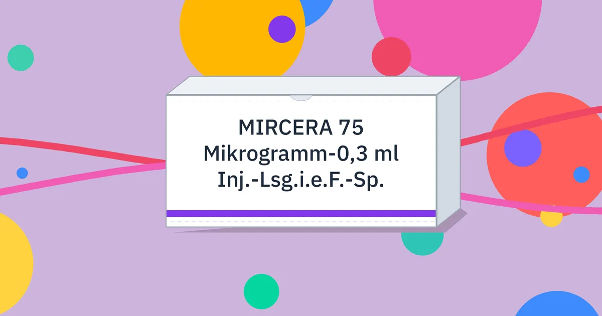 Symbolbild: Packung mit der Aufschrift MIRCERA 75 Mikrogramm-0,3 ml Inj.-Lsg.i.e.F.-Sp. (PZN 01151557) – Verfügbarkeit und Bezug in Apotheken in Frankfurt am Main