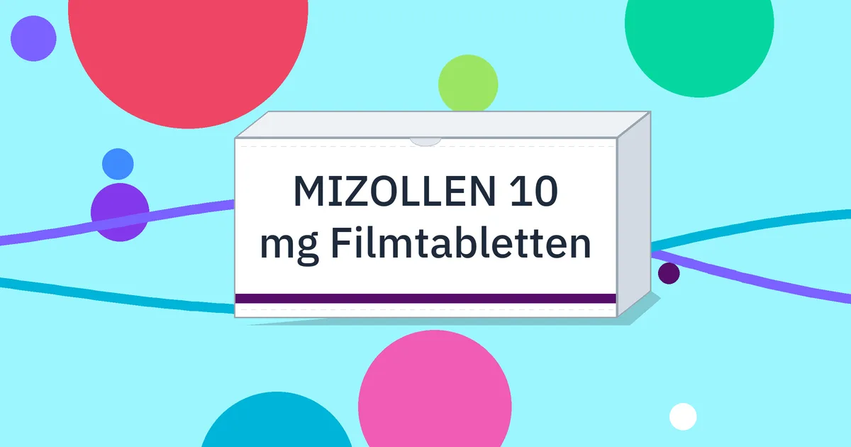 Symbolbild: Packung mit der Aufschrift MIZOLLEN 10 mg Filmtabletten (PZN 00121778) – Verfügbarkeit und Bezug in Apotheken in Frankfurt am Main