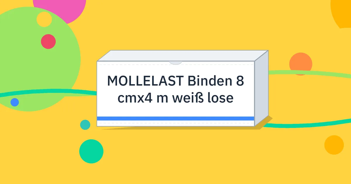 Symbolbild: Packung mit der Aufschrift MOLLELAST Binden 8 cmx4 m weiß lose (PZN 17452479) – Verfügbarkeit und Bezug in Apotheken in Frankfurt am Main