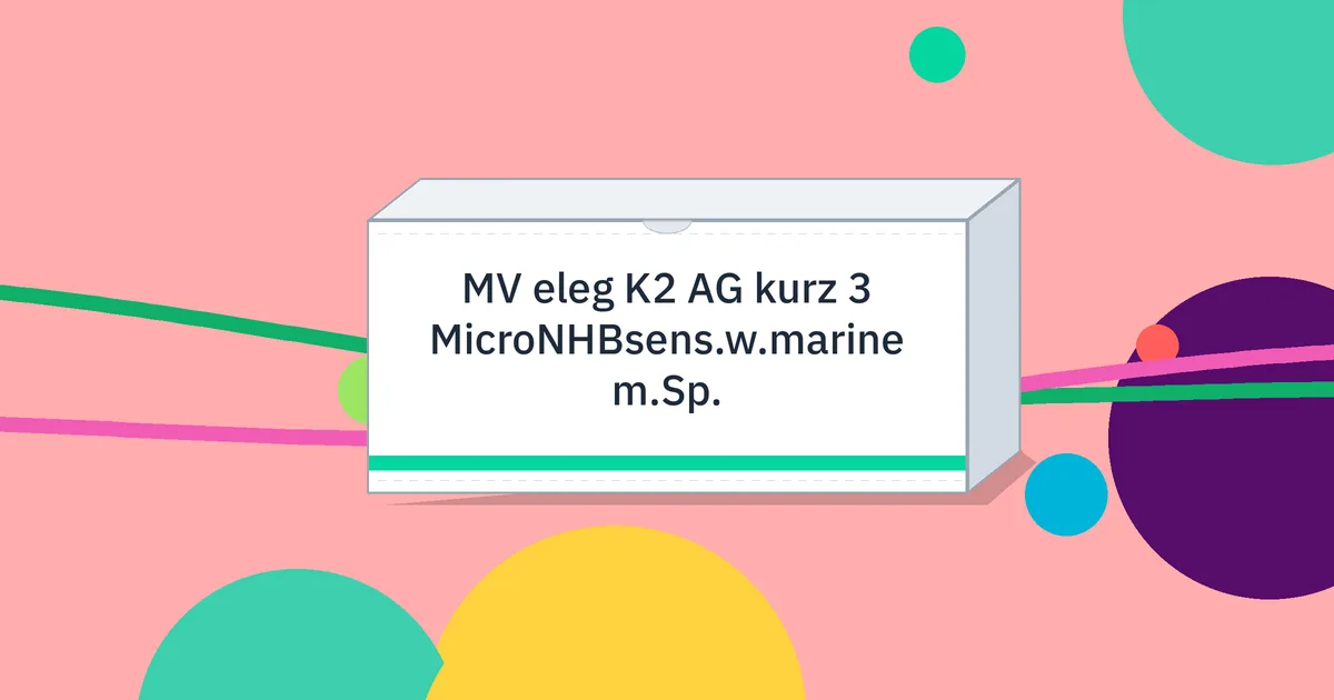 Symbolbild: Packung mit der Aufschrift MV eleg K2 AG kurz 3 MicroNHBsens.w.marine m.Sp. (PZN 15711787) – Verfügbarkeit und Bezug in Apotheken in Frankfurt am Main
