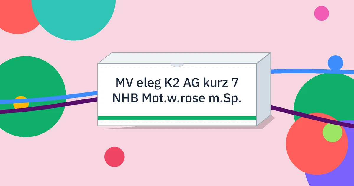 Symbolbild: Packung mit der Aufschrift MV eleg K2 AG kurz 7 NHB Mot.w.rose m.Sp. (PZN 15712551) – Verfügbarkeit und Bezug in Apotheken in Frankfurt am Main