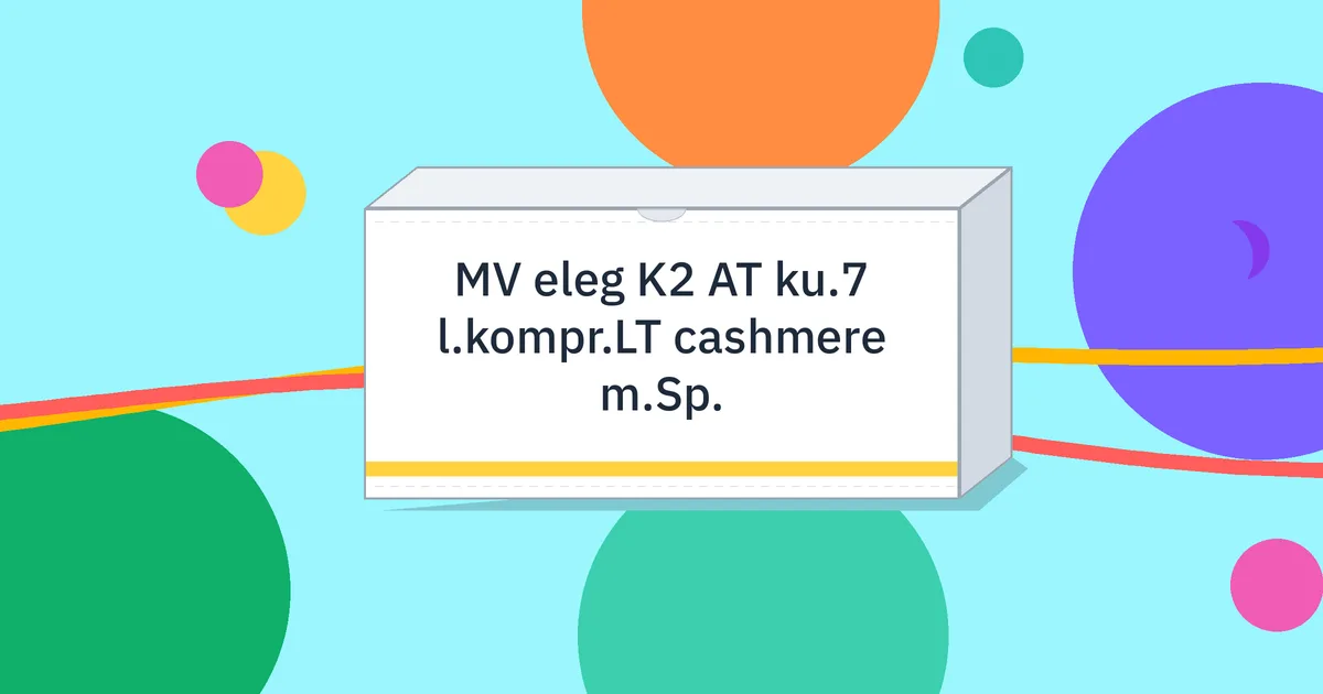 Symbolbild: Packung mit der Aufschrift MV eleg K2 AT ku.7 l.kompr.LT cashmere m.Sp. (PZN 14663230) – Verfügbarkeit und Bezug in Apotheken in Frankfurt am Main