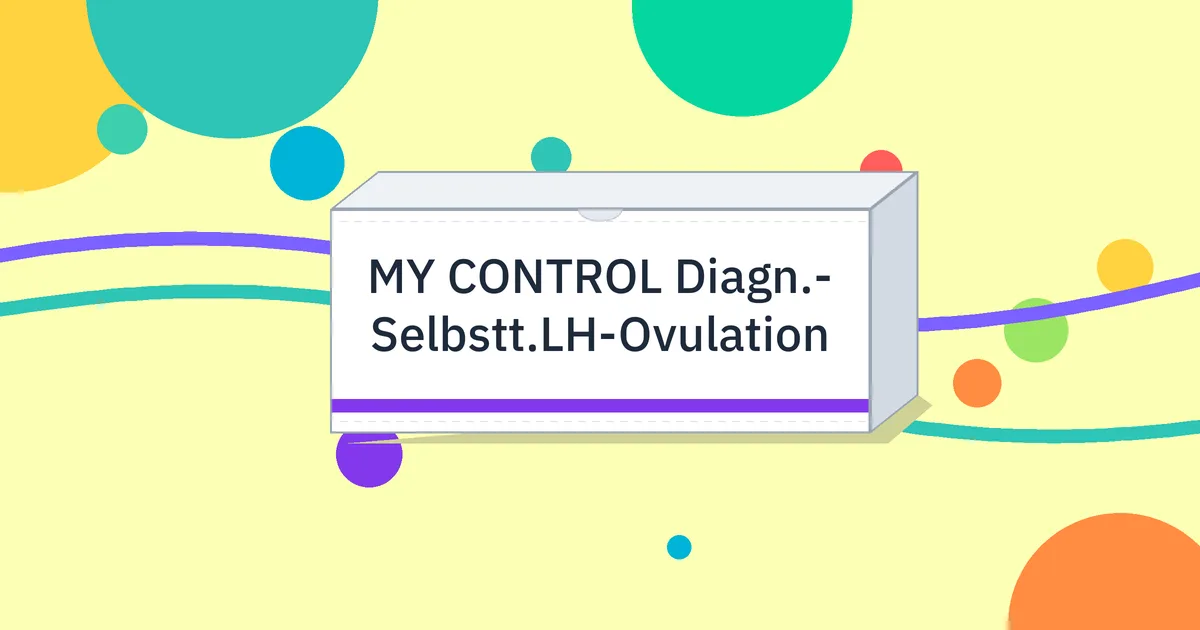Symbolbild: Packung mit der Aufschrift MY CONTROL Diagn.-Selbstt.LH-Ovulation (PZN 19696406) – Verfügbarkeit und Bezug in Apotheken in Frankfurt am Main