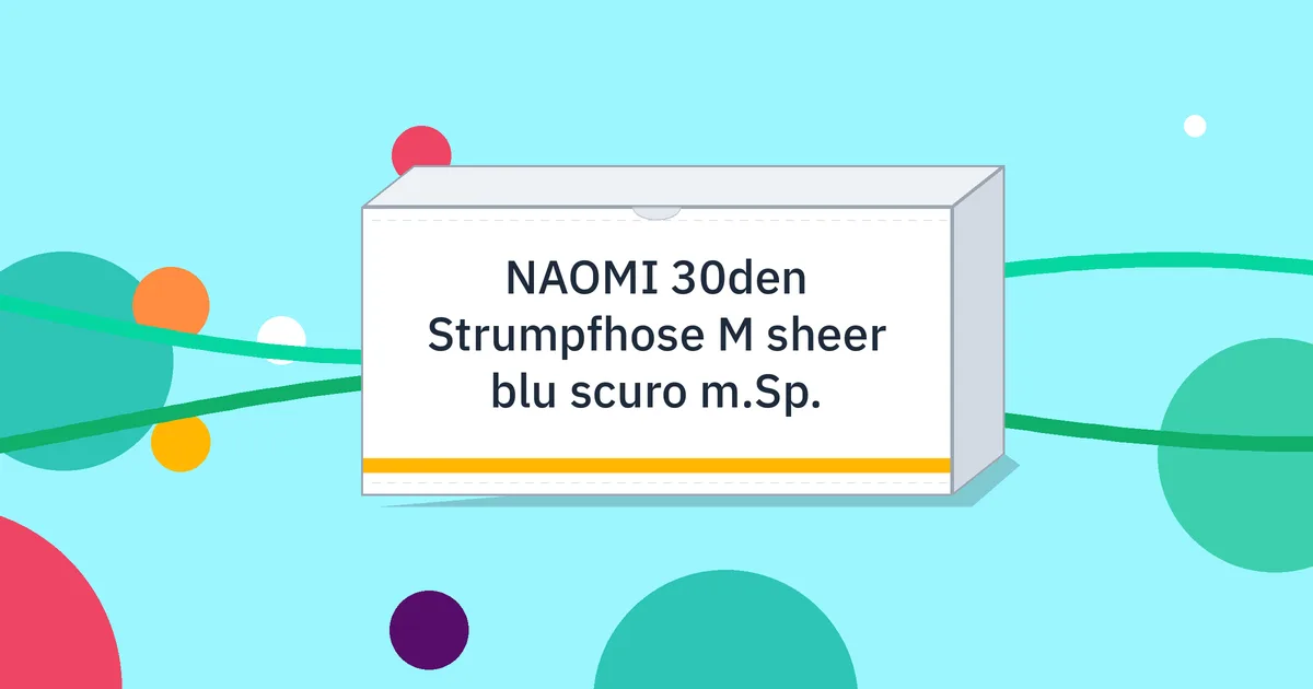 Symbolbild: Packung mit der Aufschrift NAOMI 30den Strumpfhose M sheer blu scuro m.Sp. (PZN 16178639) – Verfügbarkeit und Bezug in Apotheken in Frankfurt am Main
