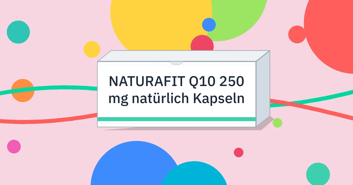Symbolbild: Packung mit der Aufschrift NATURAFIT Q10 250 mg natürlich Kapseln (PZN 12405647) – Verfügbarkeit und Bezug in Apotheken in Frankfurt am Main
