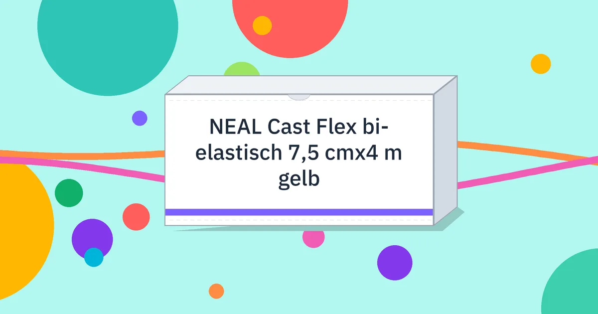 Symbolbild: Packung mit der Aufschrift NEAL Cast Flex bi-elastisch 7,5 cmx4 m gelb (PZN 19530829) – Verfügbarkeit und Bezug in Apotheken in Frankfurt am Main