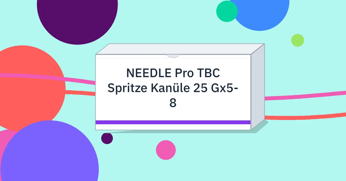Symbolbild: Packung mit der Aufschrift NEEDLE Pro TBC Spritze Kanüle 25 Gx5-8 (PZN 09106591) – Verfügbarkeit und Bezug in Apotheken in Frankfurt am Main
