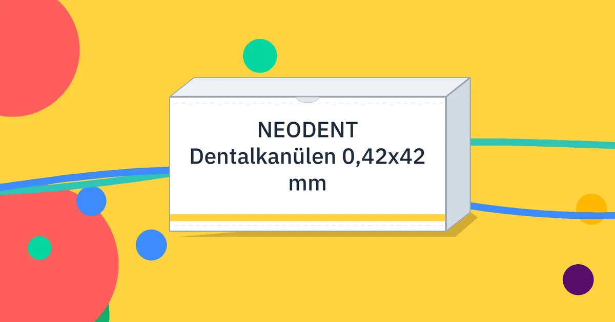 Symbolbild: Packung mit der Aufschrift NEODENT Dentalkanülen 0,42x42 mm (PZN 08485304) – Verfügbarkeit und Bezug in Apotheken in Frankfurt am Main