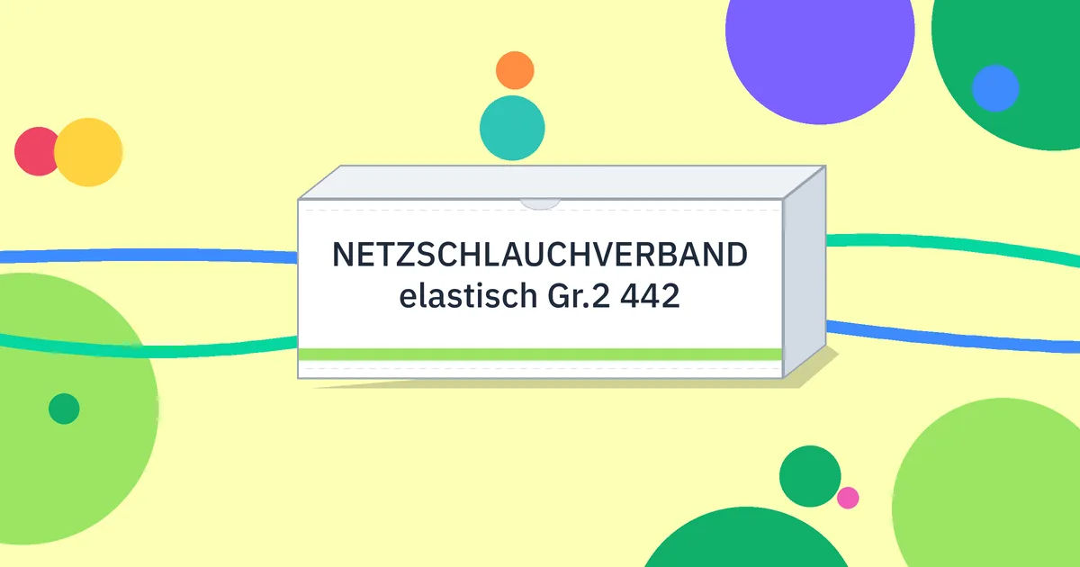 Symbolbild: Packung mit der Aufschrift NETZSCHLAUCHVERBAND elastisch Gr.2 442 (PZN 02092578) – Verfügbarkeit und Bezug in Apotheken in Frankfurt am Main