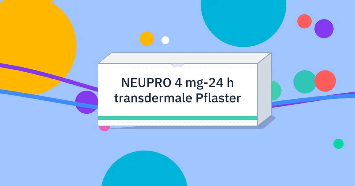Symbolbild: Packung mit der Aufschrift NEUPRO 4 mg-24 h transdermale Pflaster (PZN 09338114) – Verfügbarkeit und Bezug in Apotheken in Frankfurt am Main