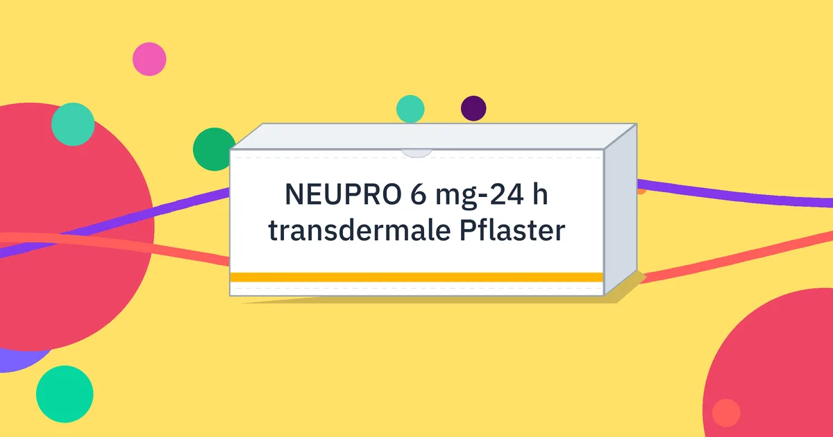 Symbolbild: Packung mit der Aufschrift NEUPRO 6 mg-24 h transdermale Pflaster (PZN 14029740) – Verfügbarkeit und Bezug in Apotheken in Frankfurt am Main