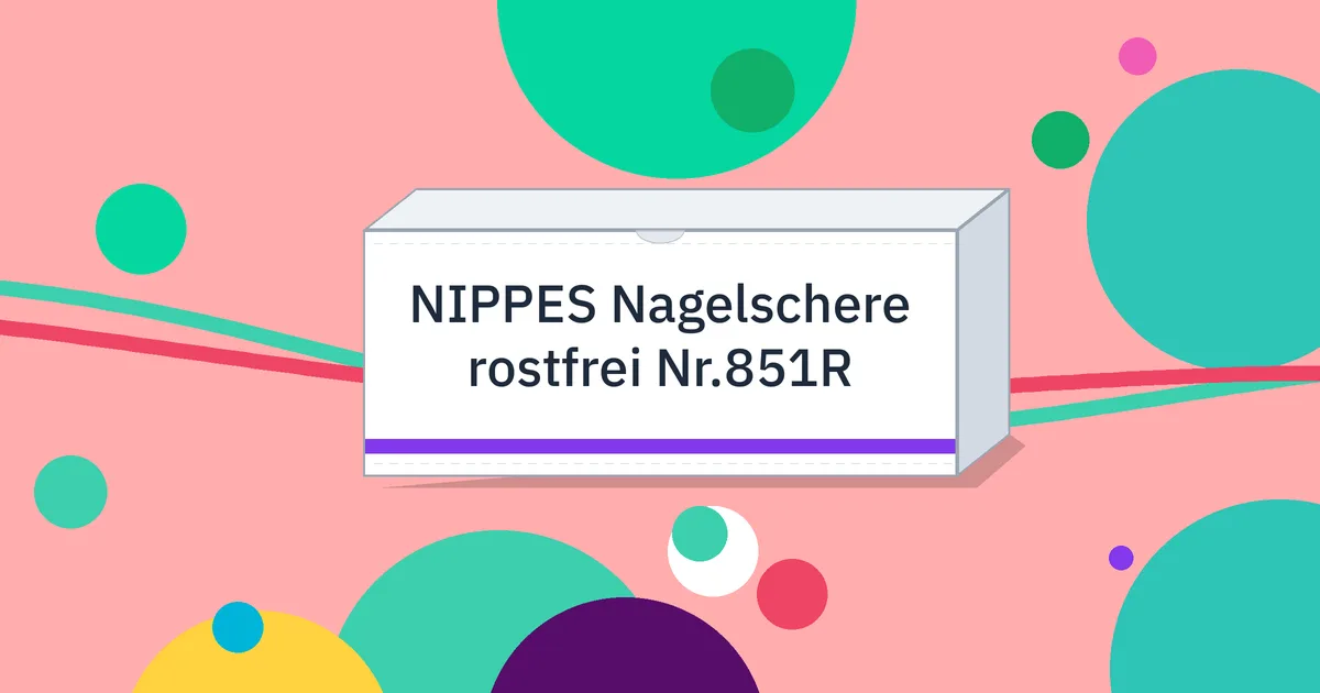 Symbolbild: Packung mit der Aufschrift NIPPES Nagelschere rostfrei Nr.851R (PZN 04315373) – Verfügbarkeit und Bezug in Apotheken in Frankfurt am Main