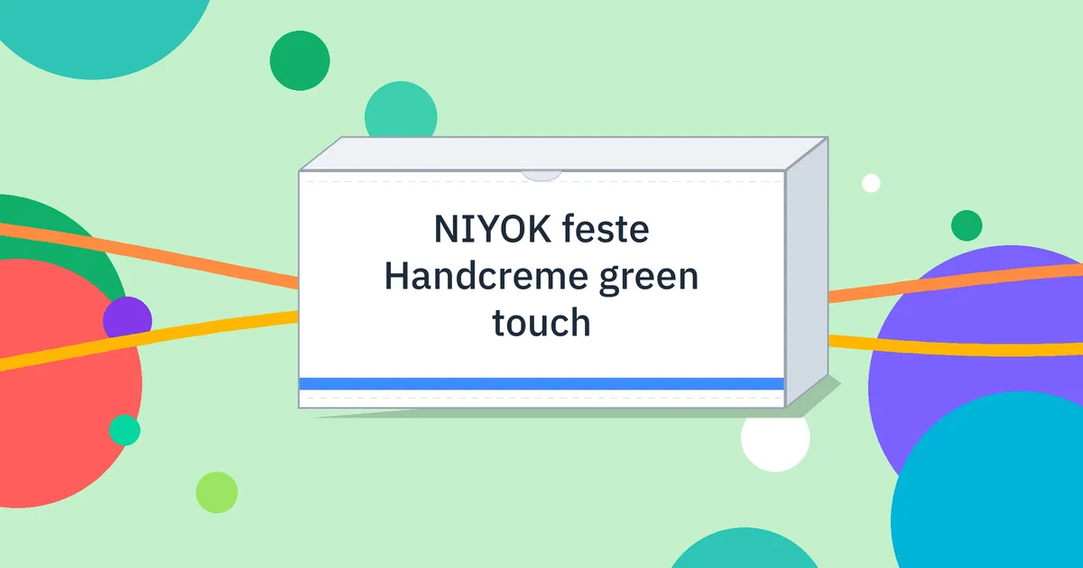 Symbolbild: Packung mit der Aufschrift NIYOK feste Handcreme green touch (PZN 18836727) – Verfügbarkeit und Bezug in Apotheken in Frankfurt am Main