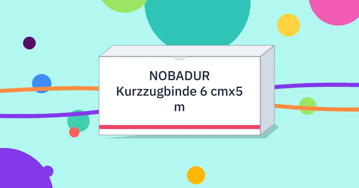 Symbolbild: Packung mit der Aufschrift NOBADUR Kurzzugbinde 6 cmx5 m (PZN 16027975) – Verfügbarkeit und Bezug in Apotheken in Frankfurt am Main