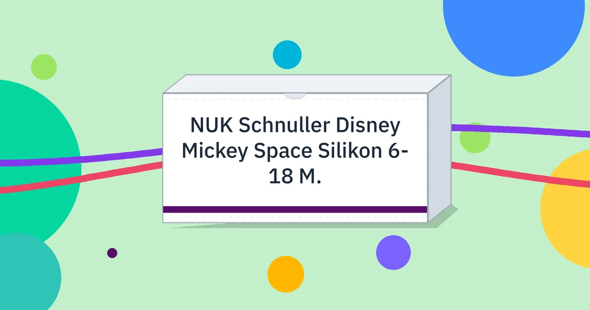 Symbolbild: Packung mit der Aufschrift NUK Schnuller Disney Mickey Space Silikon 6-18 M. (PZN 17442417) – Verfügbarkeit und Bezug in Apotheken in Frankfurt am Main