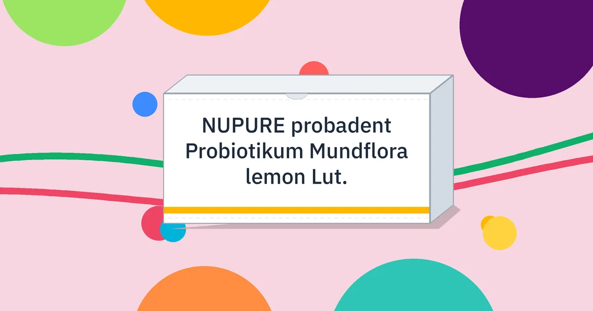 Symbolbild: Packung mit der Aufschrift NUPURE probadent Probiotikum Mundflora lemon Lut. (PZN 18819723) – Verfügbarkeit und Bezug in Apotheken in Frankfurt am Main