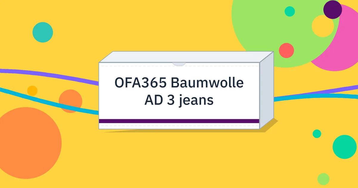 Symbolbild: Packung mit der Aufschrift OFA365 Baumwolle AD 3 jeans (PZN 16723775) – Verfügbarkeit und Bezug in Apotheken in Frankfurt am Main