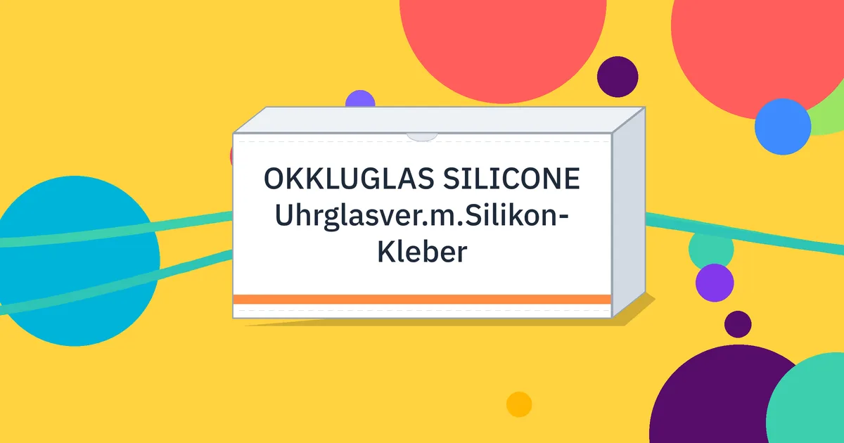 Symbolbild: Packung mit der Aufschrift OKKLUGLAS SILICONE Uhrglasver.m.Silikon-Kleber (PZN 19061949) – Verfügbarkeit und Bezug in Apotheken in Frankfurt am Main