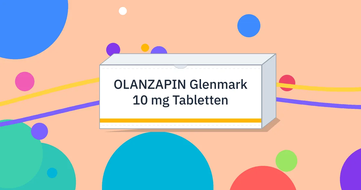 Symbolbild: Packung mit der Aufschrift OLANZAPIN Glenmark 10 mg Tabletten (PZN 19713837) – Verfügbarkeit und Bezug in Apotheken in Frankfurt am Main