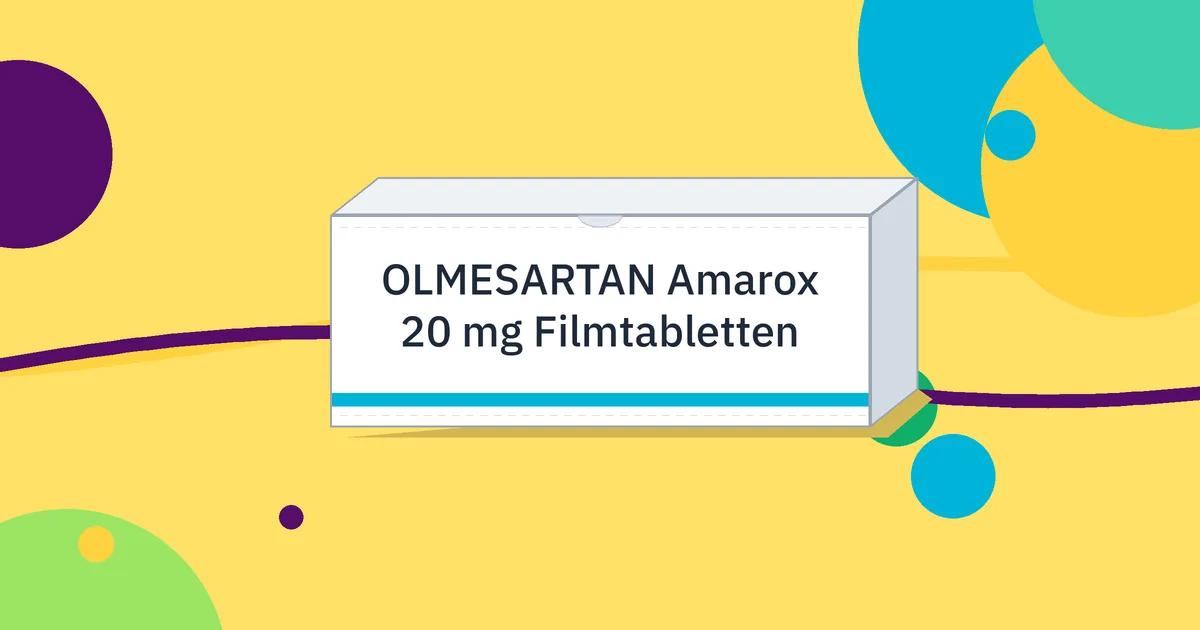 Symbolbild: Packung mit der Aufschrift OLMESARTAN Amarox 20 mg Filmtabletten (PZN 16804545) – Verfügbarkeit und Bezug in Apotheken in Frankfurt am Main