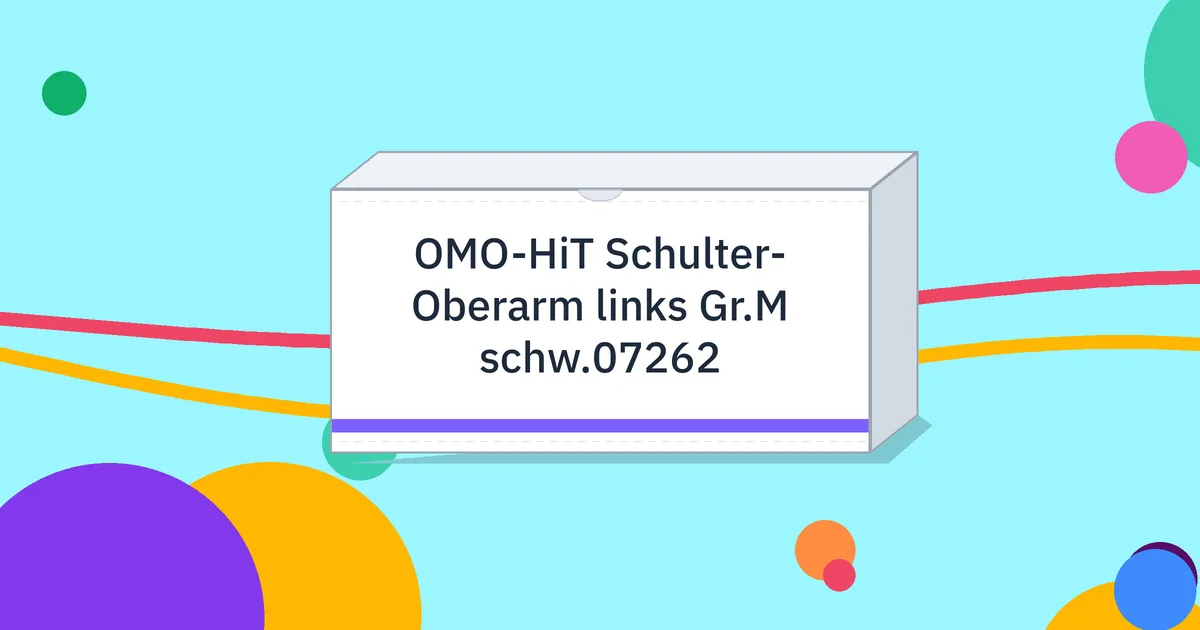 Symbolbild: Packung mit der Aufschrift OMO-HiT Schulter-Oberarm links Gr.M schw.07262 (PZN 03640562) – Verfügbarkeit und Bezug in Apotheken in Frankfurt am Main