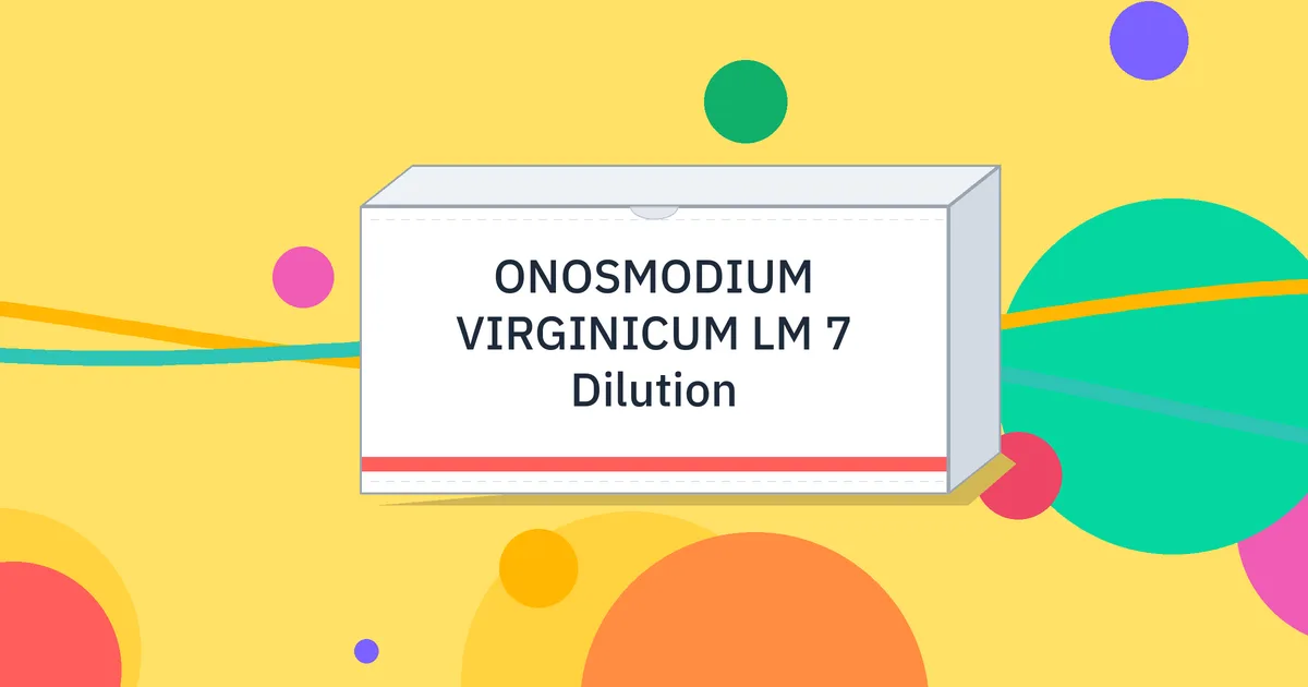 Symbolbild: Packung mit der Aufschrift ONOSMODIUM VIRGINICUM LM 7 Dilution (PZN 13626557) – Verfügbarkeit und Bezug in Apotheken in Frankfurt am Main