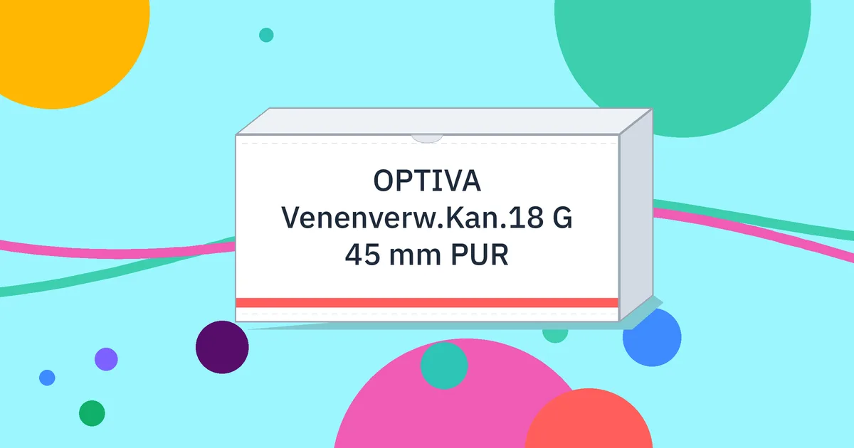 Symbolbild: Packung mit der Aufschrift OPTIVA Venenverw.Kan.18 G 45 mm PUR (PZN 00931425) – Verfügbarkeit und Bezug in Apotheken in Frankfurt am Main