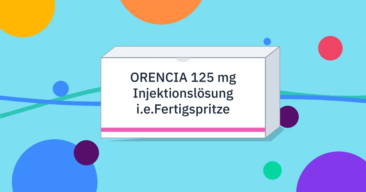 Symbolbild: Packung mit der Aufschrift ORENCIA 125 mg Injektionslösung i.e.Fertigspritze (PZN 04042573) – Verfügbarkeit und Bezug in Apotheken in Frankfurt am Main