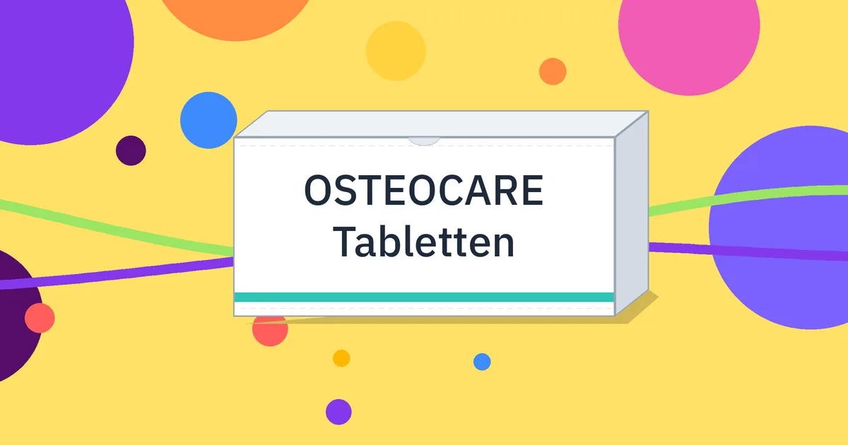 Symbolbild: Packung mit der Aufschrift OSTEOCARE Tabletten (PZN 16708646) – Verfügbarkeit und Bezug in Apotheken in Frankfurt am Main
