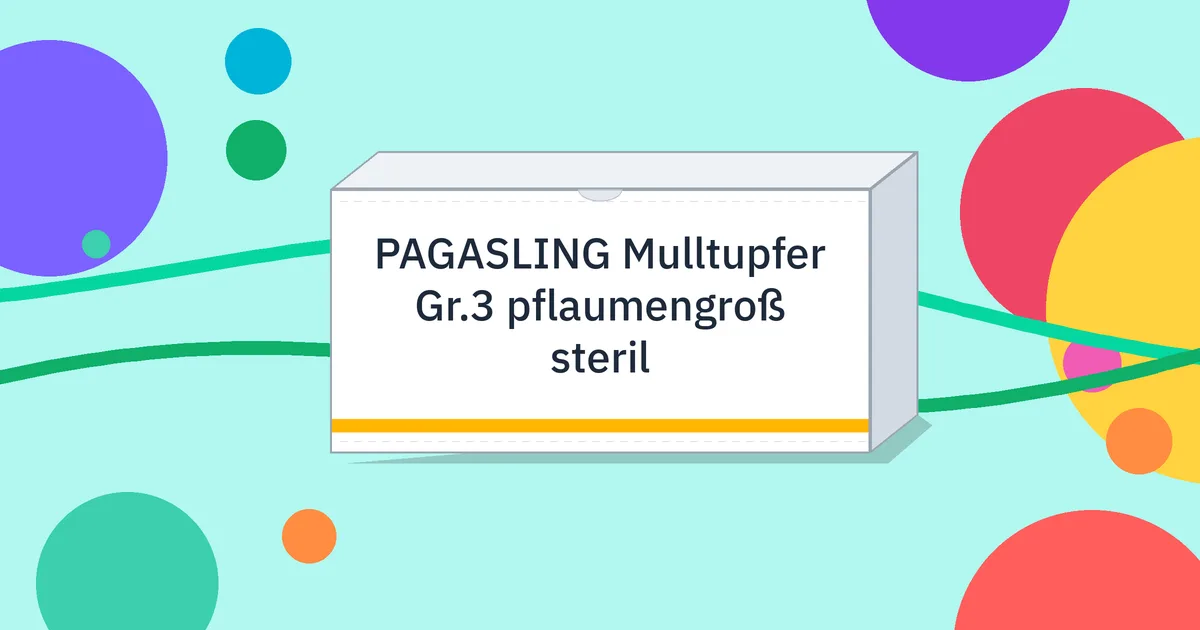Symbolbild: Packung mit der Aufschrift PAGASLING Mulltupfer Gr.3 pflaumengroß steril (PZN 11113405) – Verfügbarkeit und Bezug in Apotheken in Frankfurt am Main