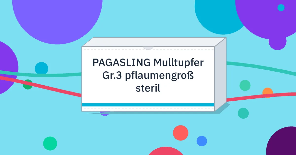 Symbolbild: Packung mit der Aufschrift PAGASLING Mulltupfer Gr.3 pflaumengroß steril (PZN 18704836) – Verfügbarkeit und Bezug in Apotheken in Frankfurt am Main