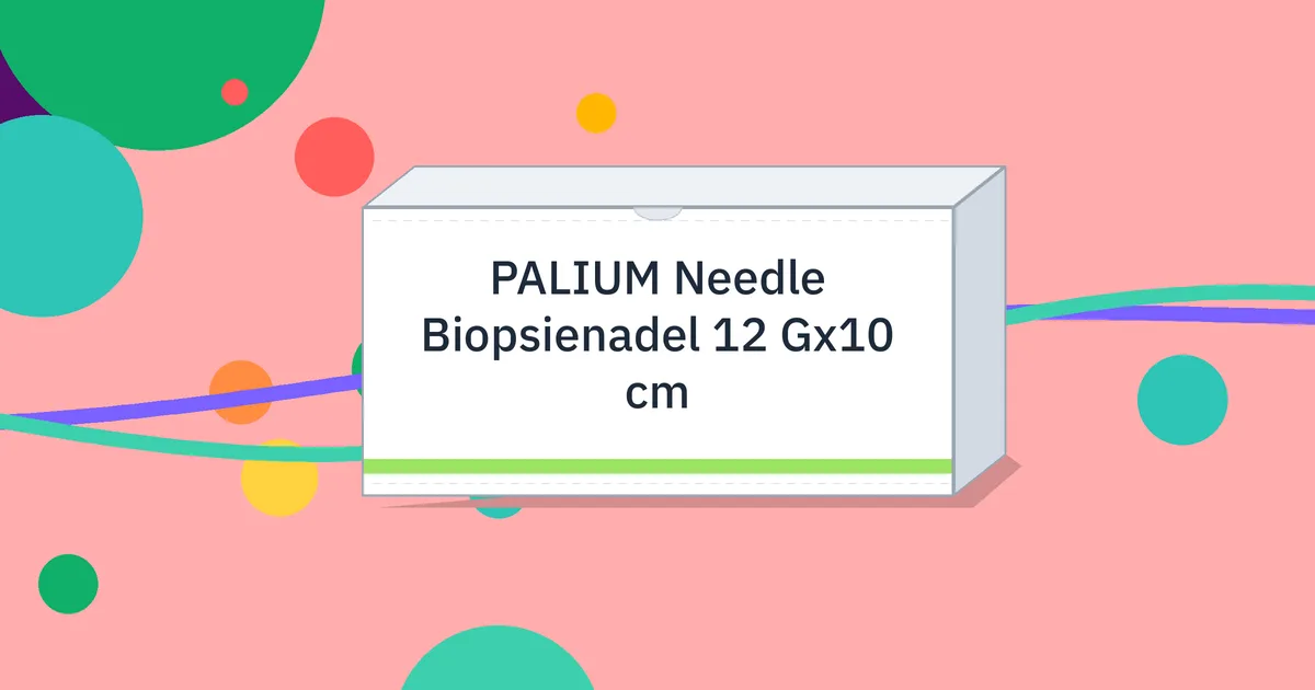 Symbolbild: Packung mit der Aufschrift PALIUM Needle Biopsienadel 12 Gx10 cm (PZN 16922635) – Verfügbarkeit und Bezug in Apotheken in Frankfurt am Main