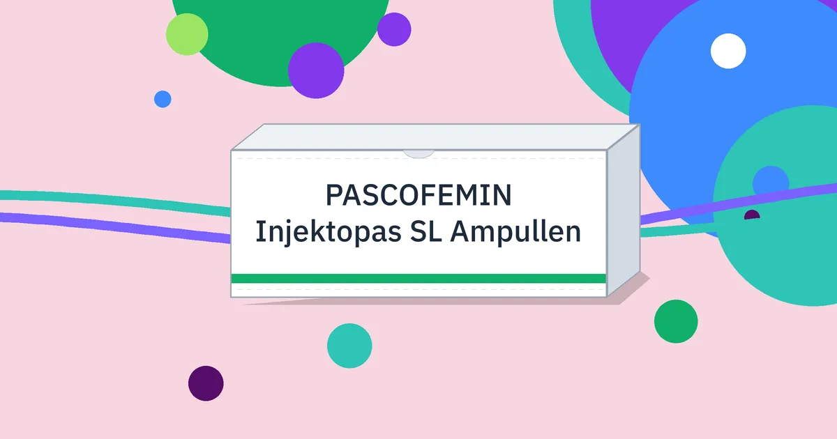 Symbolbild: Packung mit der Aufschrift PASCOFEMIN Injektopas SL Ampullen (PZN 03692843) – Verfügbarkeit und Bezug in Apotheken in Frankfurt am Main