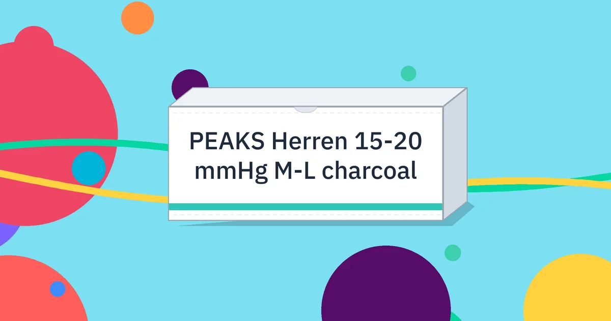 Symbolbild: Packung mit der Aufschrift PEAKS Herren 15-20 mmHg M-L charcoal (PZN 20112706) – Verfügbarkeit und Bezug in Apotheken in Frankfurt am Main