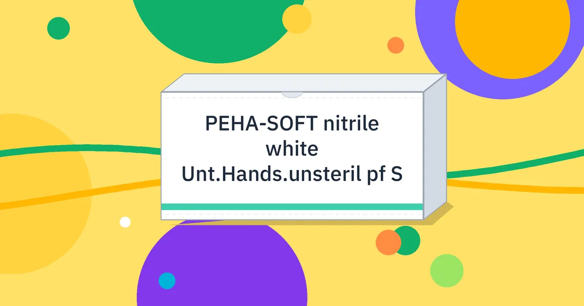 Symbolbild: Packung mit der Aufschrift PEHA-SOFT nitrile white Unt.Hands.unsteril pf S (PZN 09339013) – Verfügbarkeit und Bezug in Apotheken in Frankfurt am Main