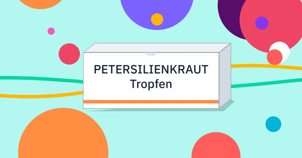 Symbolbild: Packung mit der Aufschrift PETERSILIENKRAUT Tropfen (PZN 15237819) – Verfügbarkeit und Bezug in Apotheken in Frankfurt am Main