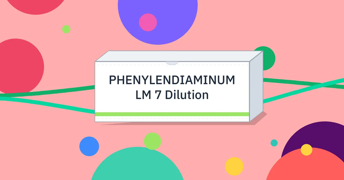 Symbolbild: Packung mit der Aufschrift PHENYLENDIAMINUM LM 7 Dilution (PZN 13638282) – Verfügbarkeit und Bezug in Apotheken in Frankfurt am Main
