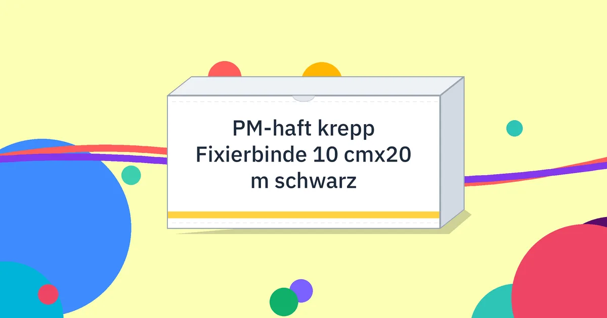 Symbolbild: Packung mit der Aufschrift PM-haft krepp Fixierbinde 10 cmx20 m schwarz (PZN 18846499) – Verfügbarkeit und Bezug in Apotheken in Frankfurt am Main
