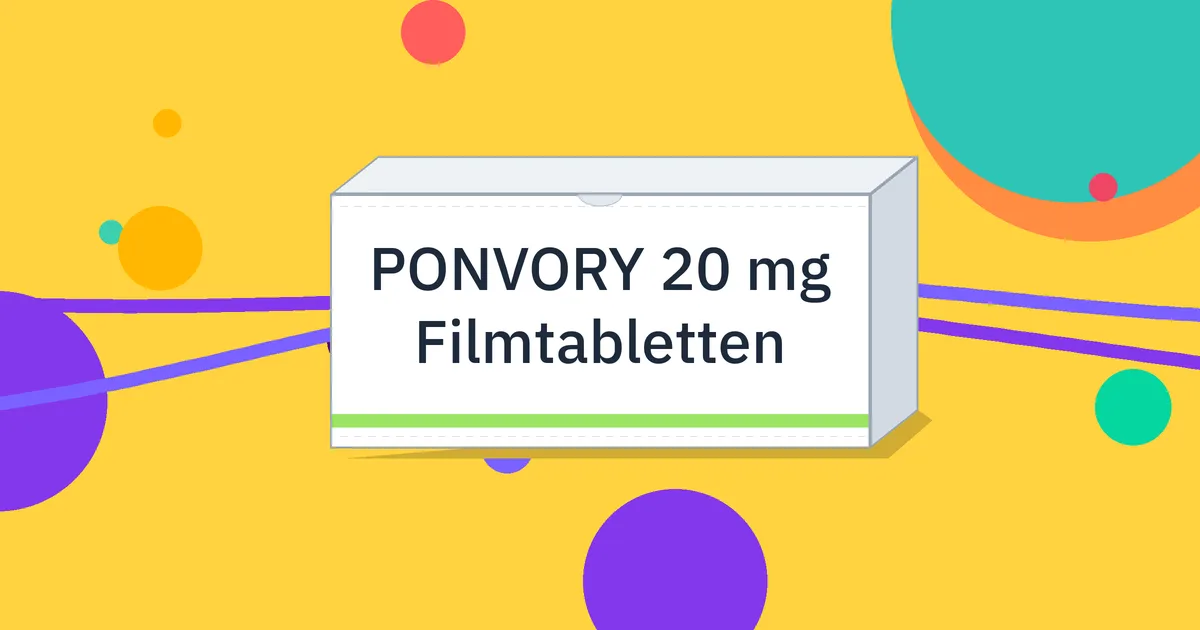 Symbolbild: Packung mit der Aufschrift PONVORY 20 mg Filmtabletten (PZN 19103926) – Verfügbarkeit und Bezug in Apotheken in Frankfurt am Main