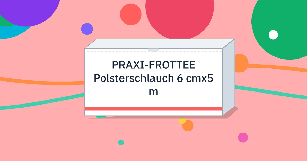 Symbolbild: Packung mit der Aufschrift PRAXI-FROTTEE Polsterschlauch 6 cmx5 m (PZN 12825906) – Verfügbarkeit und Bezug in Apotheken in Frankfurt am Main