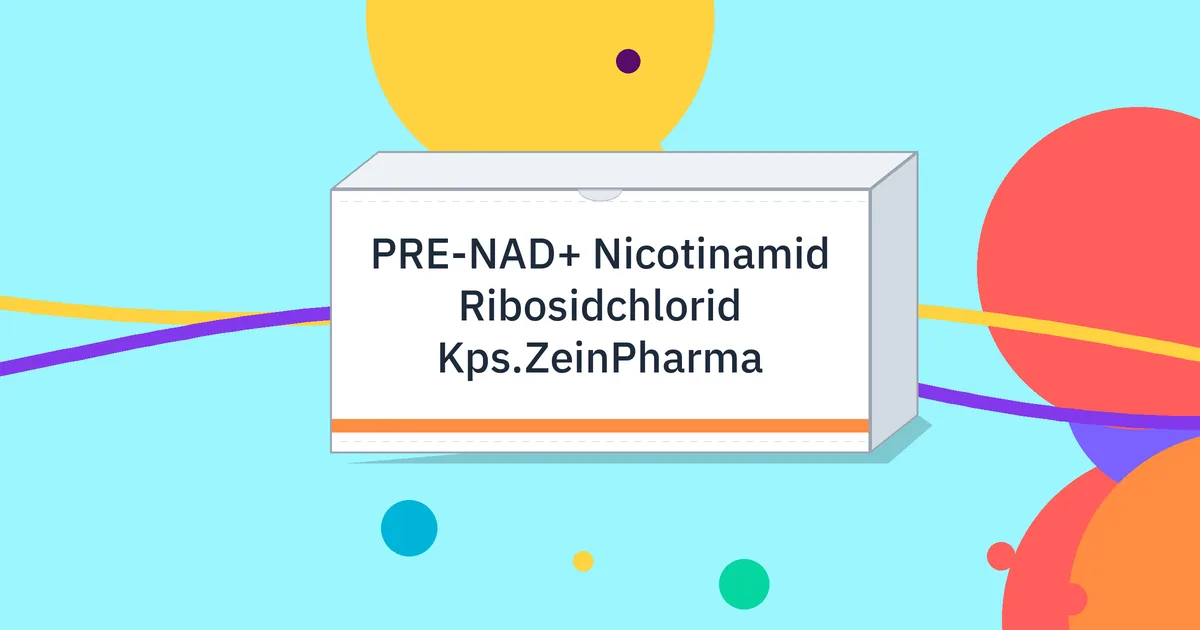 Symbolbild: Packung mit der Aufschrift PRE-NAD+ Nicotinamid Ribosidchlorid Kps.ZeinPharma (PZN 18715142) – Verfügbarkeit und Bezug in Apotheken in Frankfurt am Main