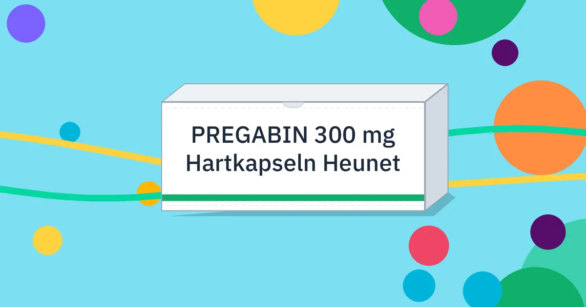 Symbolbild: Packung mit der Aufschrift PREGABIN 300 mg Hartkapseln Heunet (PZN 15303947) – Verfügbarkeit und Bezug in Apotheken in Frankfurt am Main