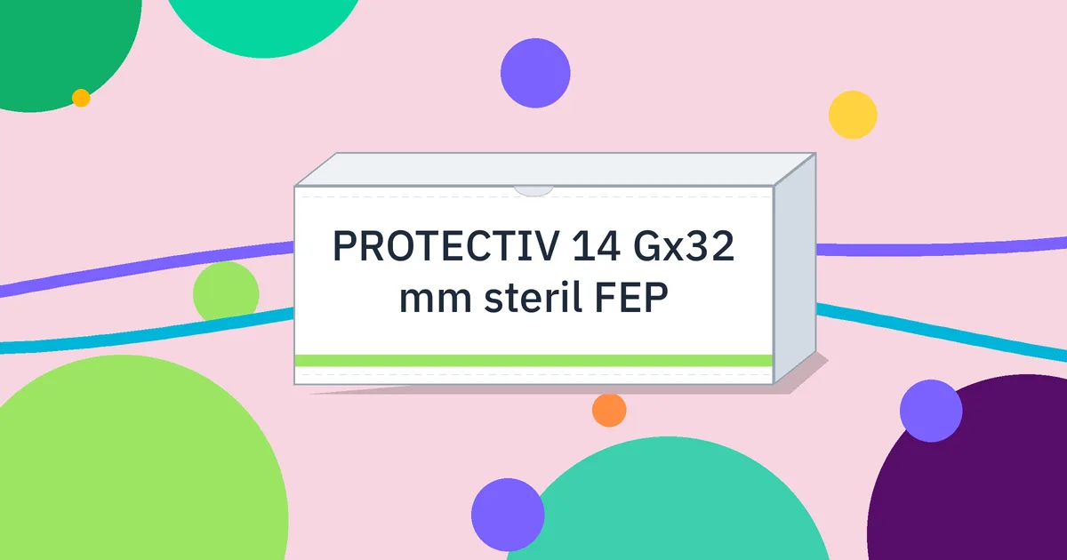 Symbolbild: Packung mit der Aufschrift PROTECTIV 14 Gx32 mm steril FEP (PZN 09104356) – Verfügbarkeit und Bezug in Apotheken in Frankfurt am Main