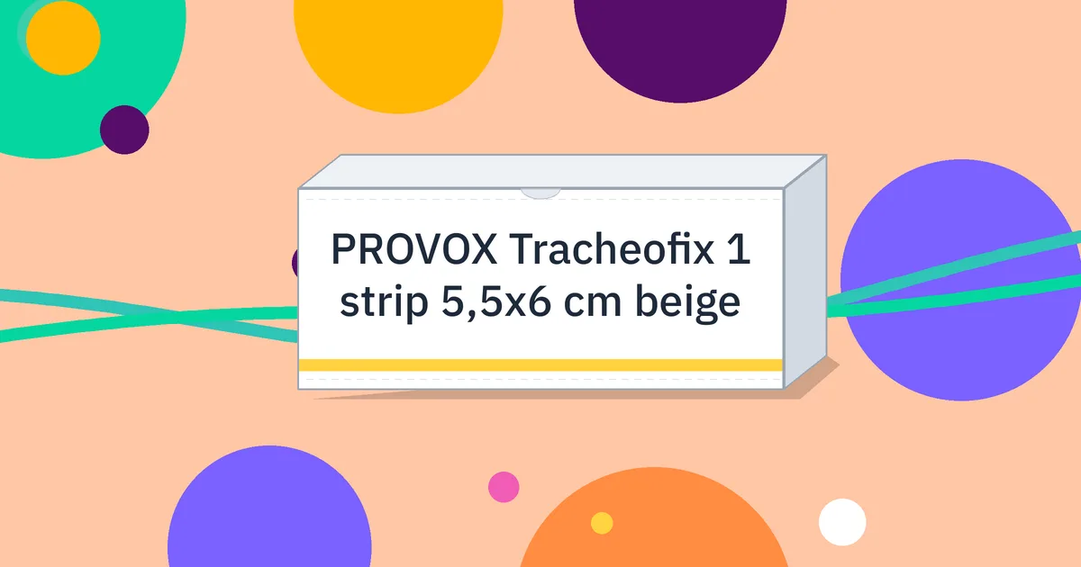 Symbolbild: Packung mit der Aufschrift PROVOX Tracheofix 1 strip 5,5x6 cm beige (PZN 00140824) – Verfügbarkeit und Bezug in Apotheken in Frankfurt am Main