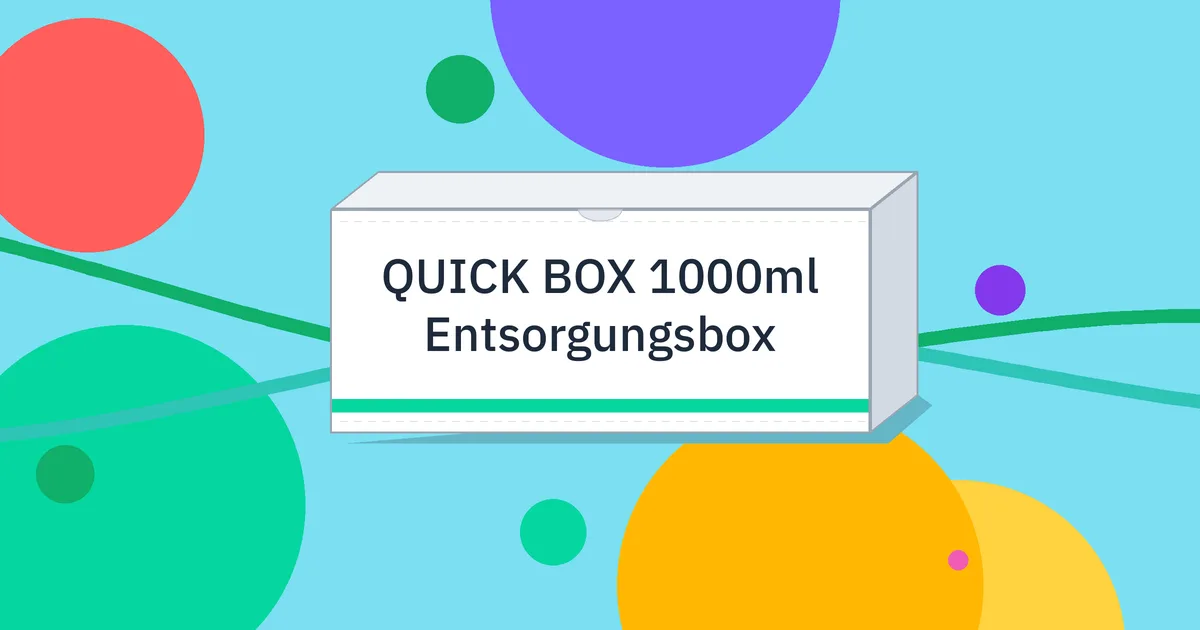 Symbolbild: Packung mit der Aufschrift QUICK BOX 1000ml Entsorgungsbox (PZN 16734046) – Verfügbarkeit und Bezug in Apotheken in Frankfurt am Main