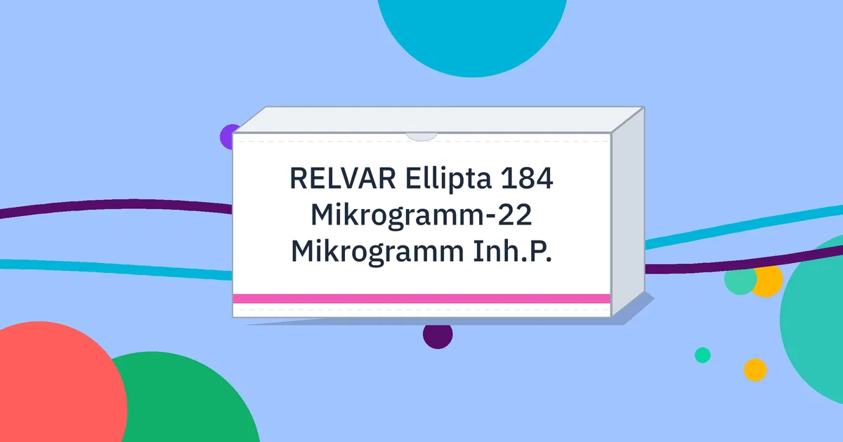 Symbolbild: Packung mit der Aufschrift RELVAR Ellipta 184 Mikrogramm-22 Mikrogramm Inh.P. (PZN 17522381) – Verfügbarkeit und Bezug in Apotheken in Frankfurt am Main