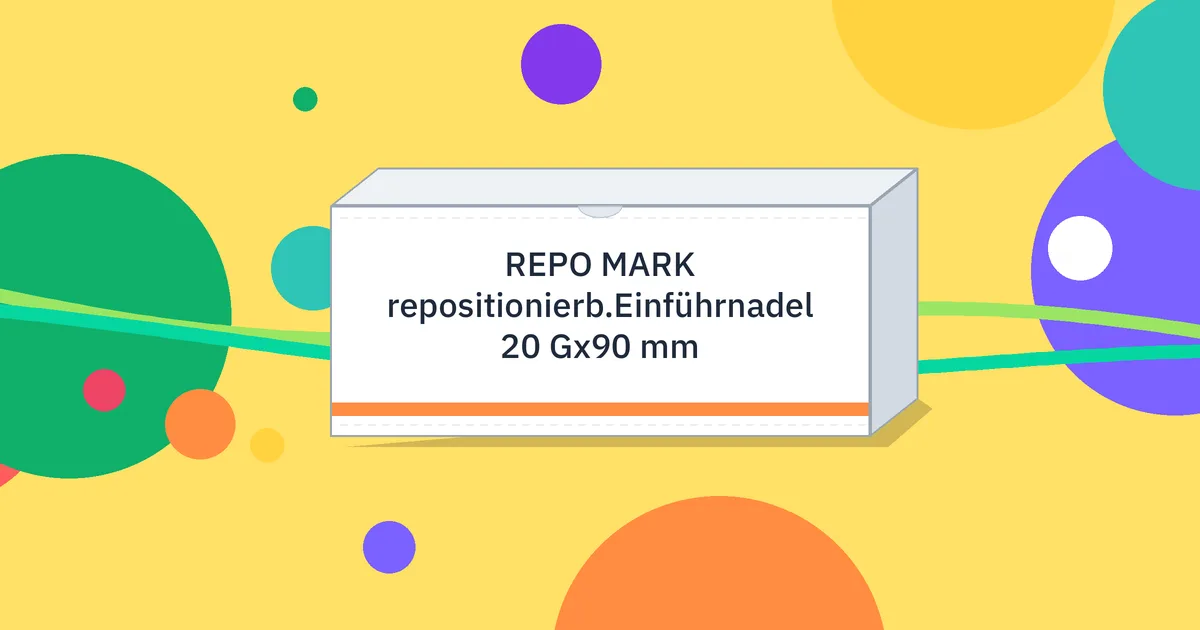 Symbolbild: Packung mit der Aufschrift REPO MARK repositionierb.Einführnadel 20 Gx90 mm (PZN 16920760) – Verfügbarkeit und Bezug in Apotheken in Frankfurt am Main